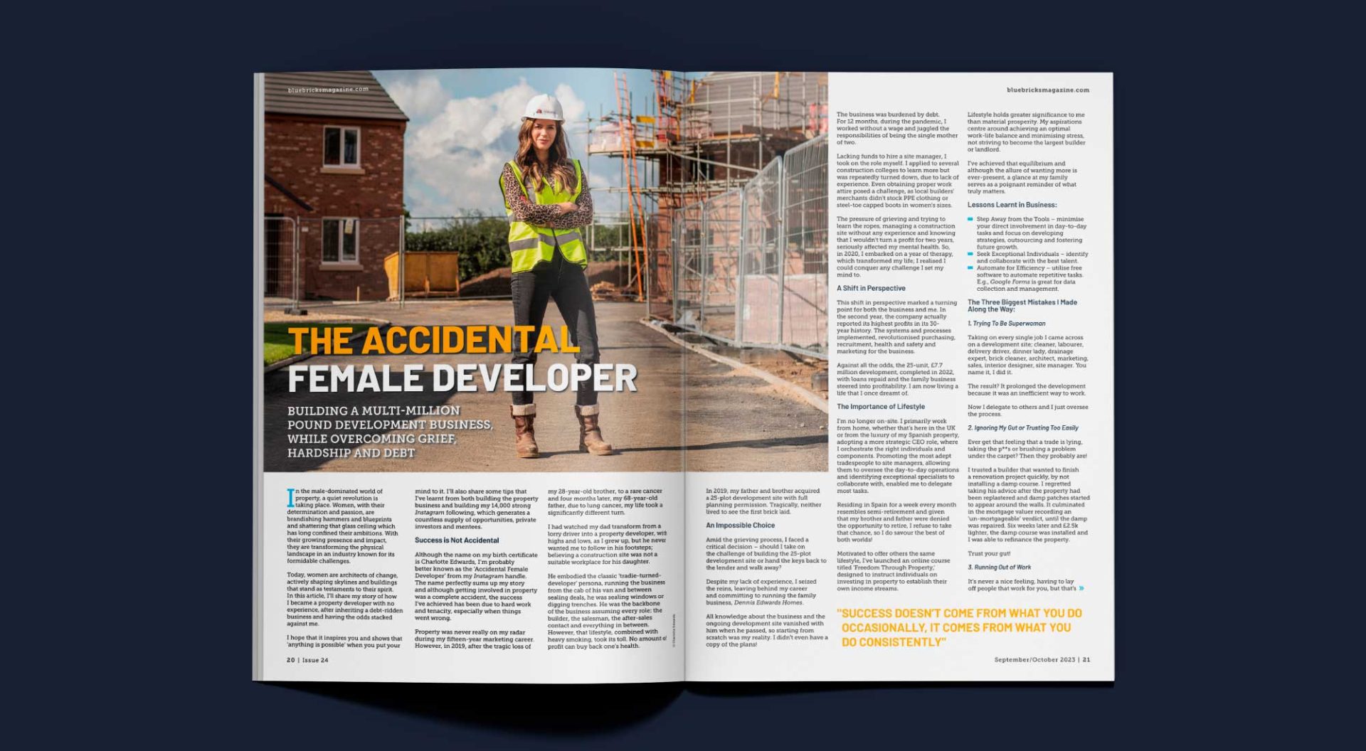 Magazine and print design services for Blue Bricks Magazine